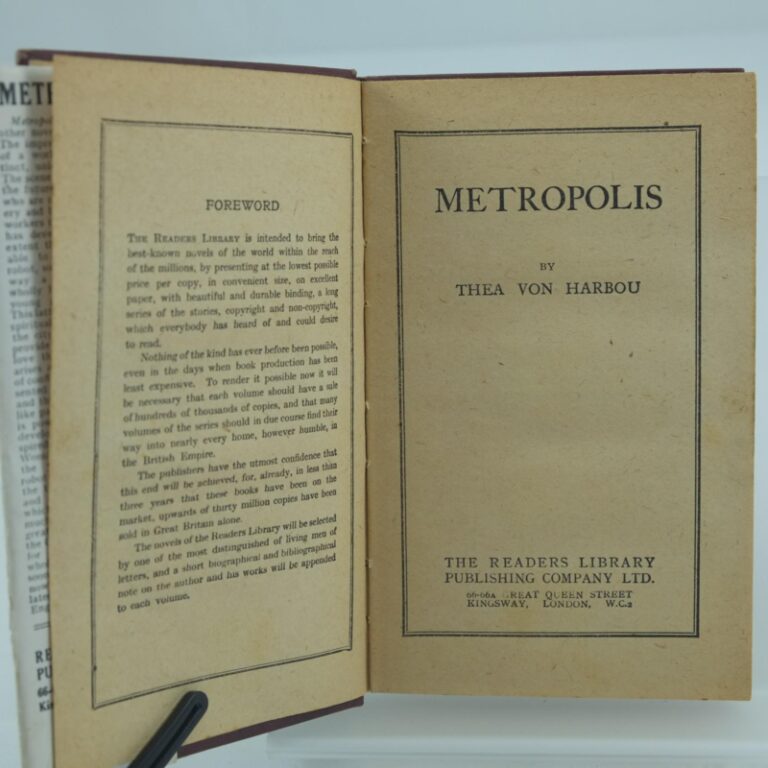Metropolis by Thea Von Harbou - Rare and Antique Books